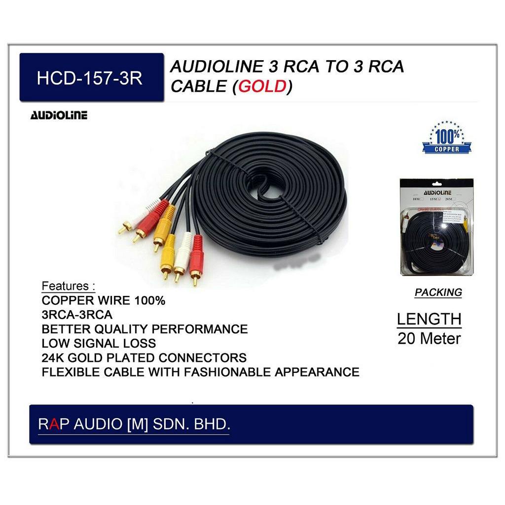 [AUDIOLINE] HCD1573R 3-3 (20M)(GOLD) RCA CABLE | Shopee Malaysia