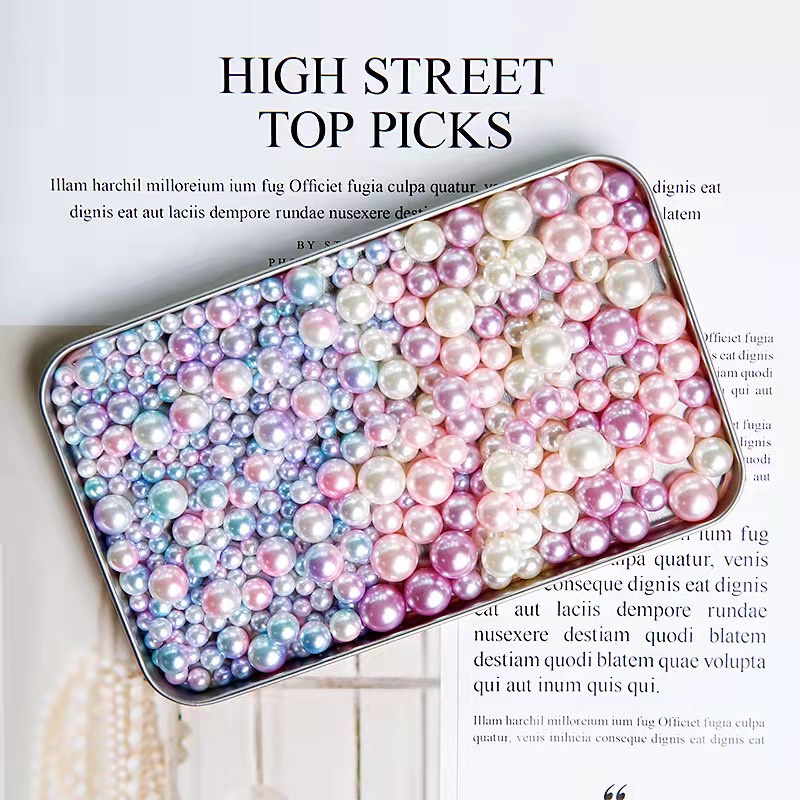 Mixed iridescent round imitation pearl props background pose ...