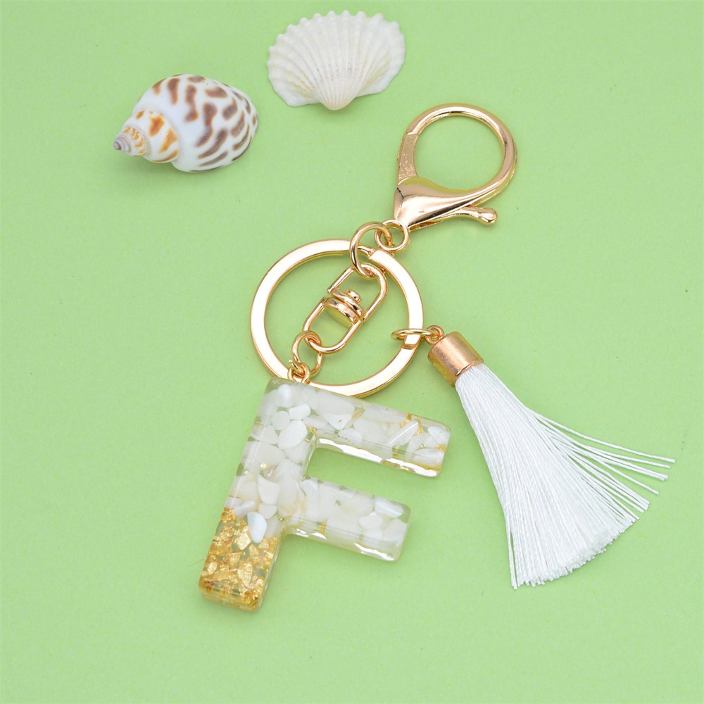 Gold Tassel Alphabet Keychain English Letter Keyring Glitter Gradient ...