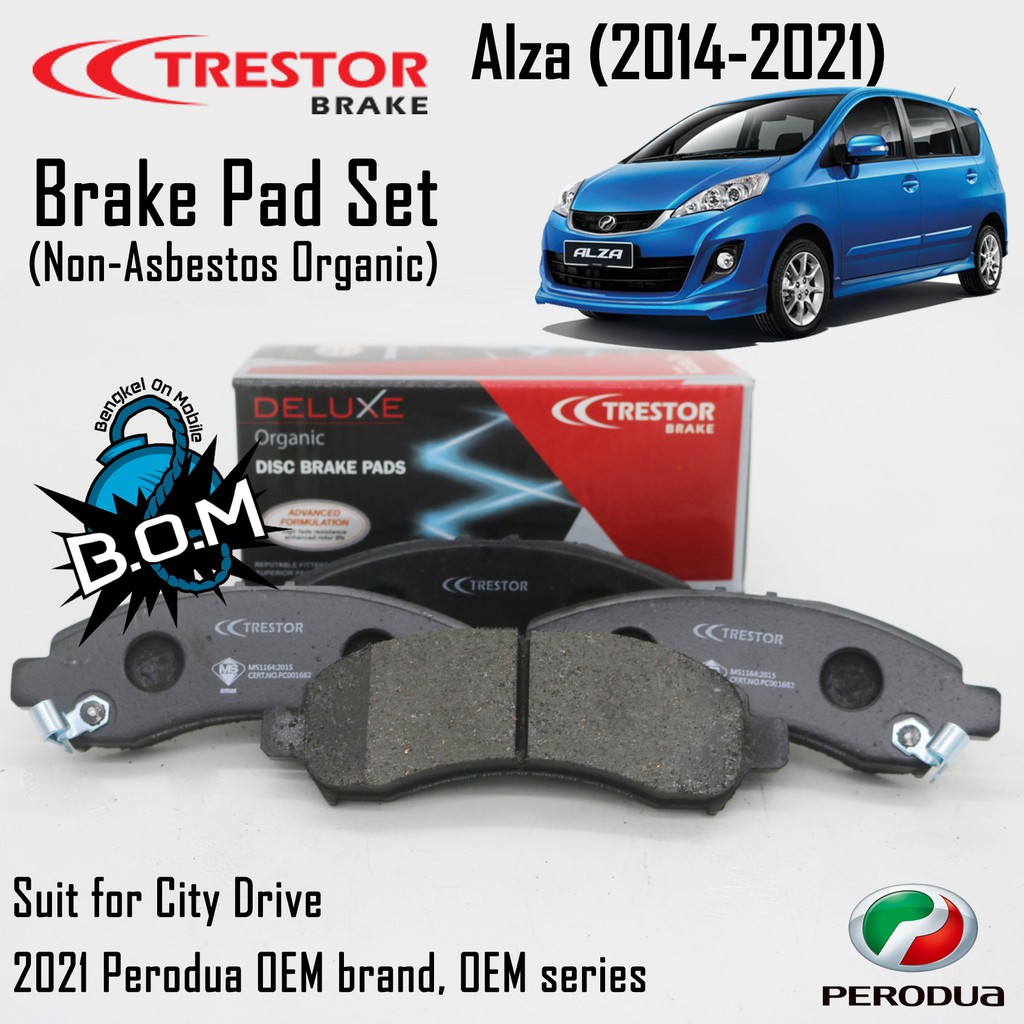 Trestor Deluxe Front brake pad, Brek Pad Depan, Perodua Alza (2014-2021 ...