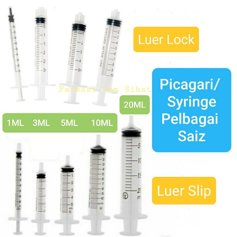 Picagari / Disposable Syringe 1ML 3ML 3CC 5ML 5CC 10ML 10CC 20ML Luer ...