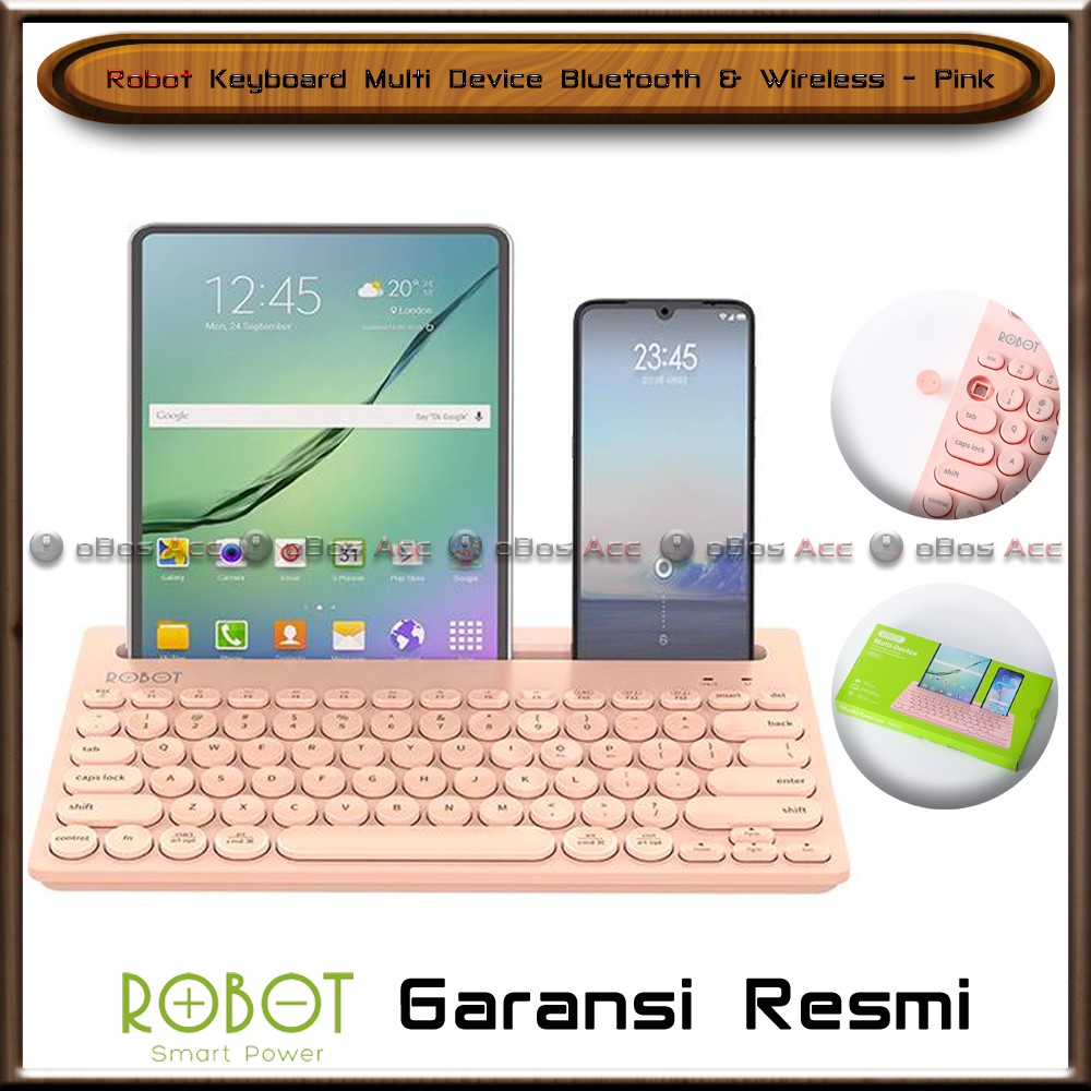 Keyboard Multi Device Bluetooth Wireless Robot KB10 Pink PC Computer ...