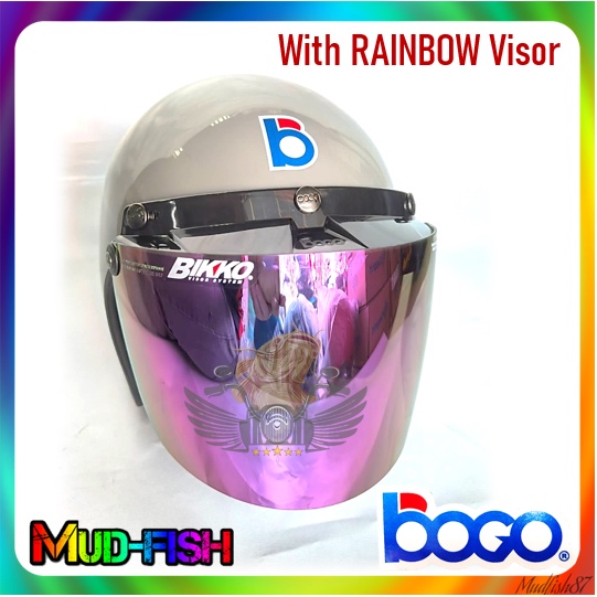 TOPI KELEDAR BOGO 3PINS MODERN GREY | NANO GRAY HELMET WITH VISOR (BG ...