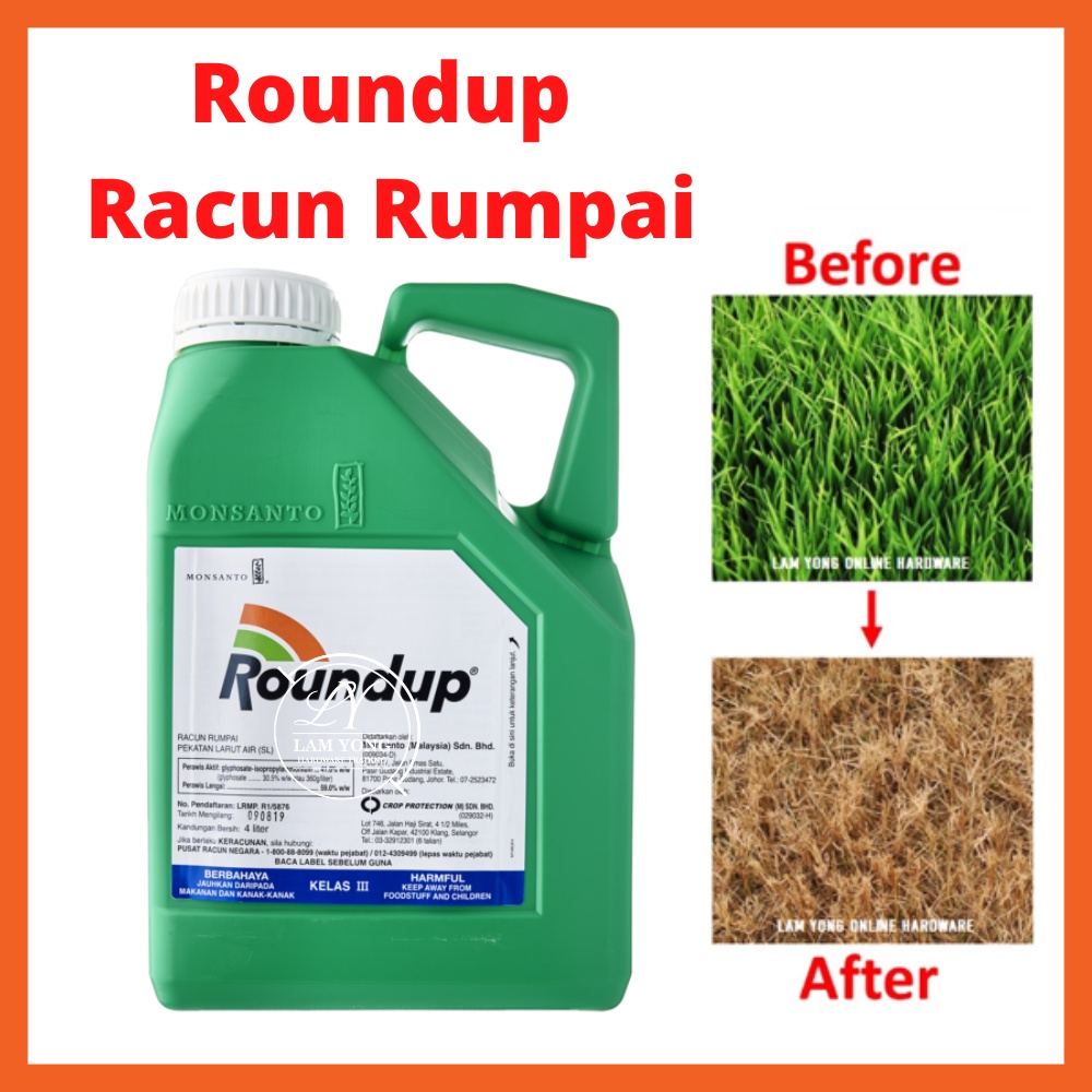4L Roundup Monsanto Glyphosate 41% Weed Killer (Racun Rumput Lalang ...