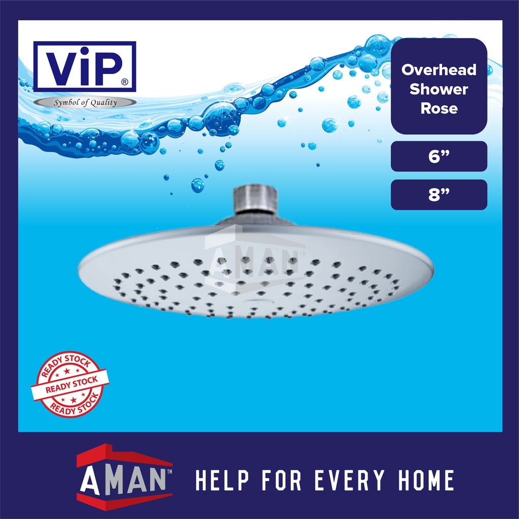 VIP 6" 8" High Pressure Rainfall Shower Head Bathroom Overhead Shower ...