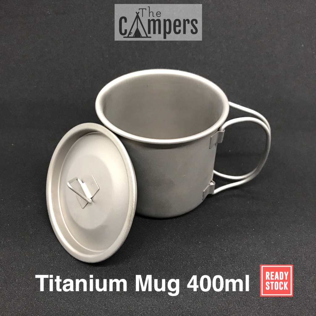 Titanium Mug 400mL with lid for Outdoor, Titanium Mug Camping, Coffee ...