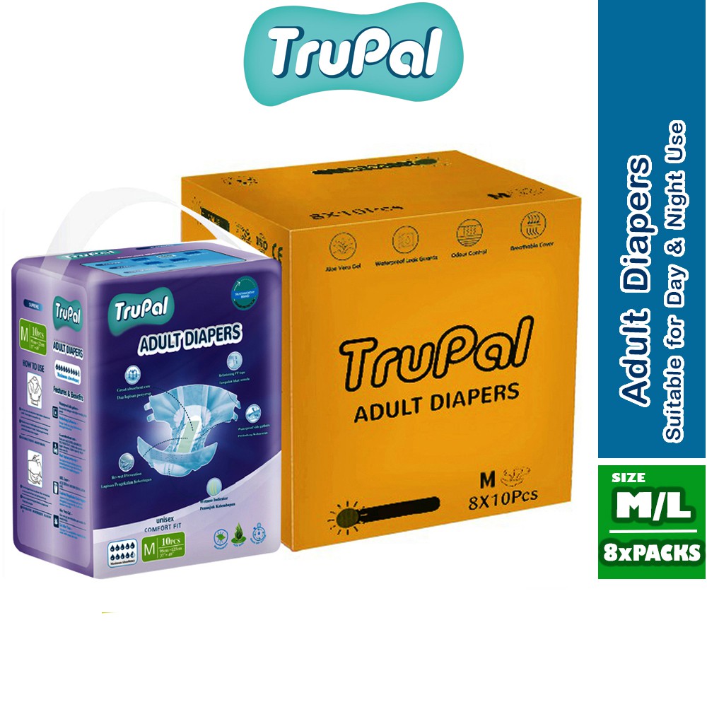 Trupal Adult Diaper Supreme Series Suitable for Day & Night Use 8x ...
