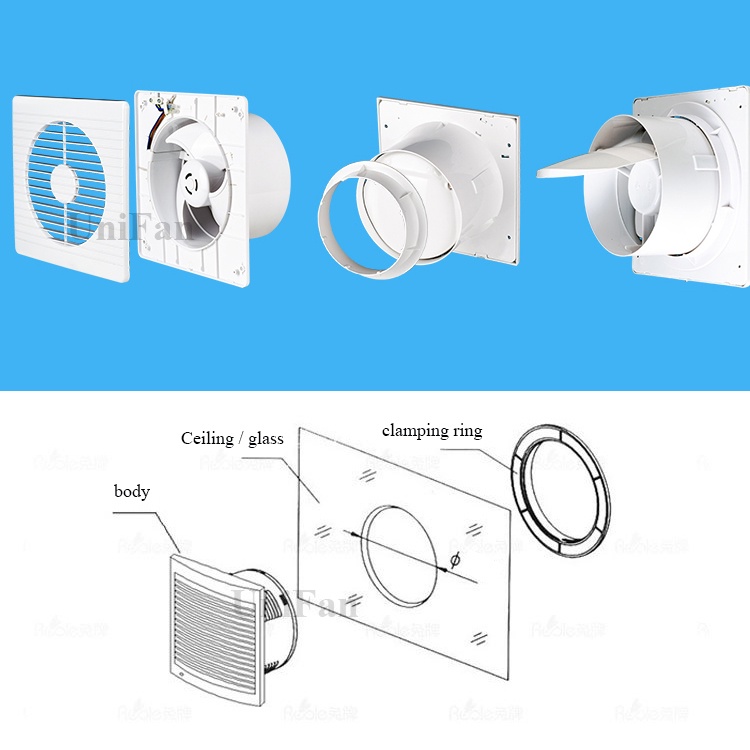 UM 4''6''8 inch bathroom exhaust fan ventilation fan kipas ekzos ...