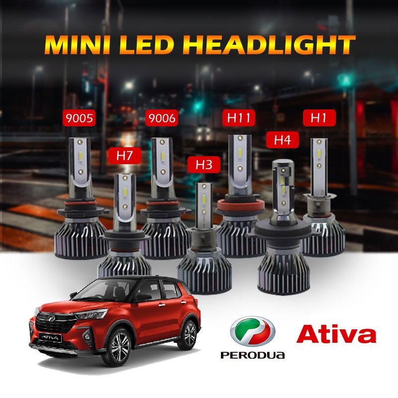 [PERODUA] Ativa 2PCS Mini Type Car LED Headlight Bulb H8/H11 9005 Hi/Lo ...