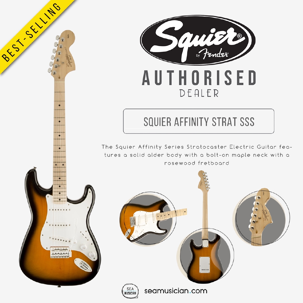 SQUIER AFFINITY STRATOCASTER ELECTRIC GUITAR WITH MAPLE NECK/FRETBOARD ...