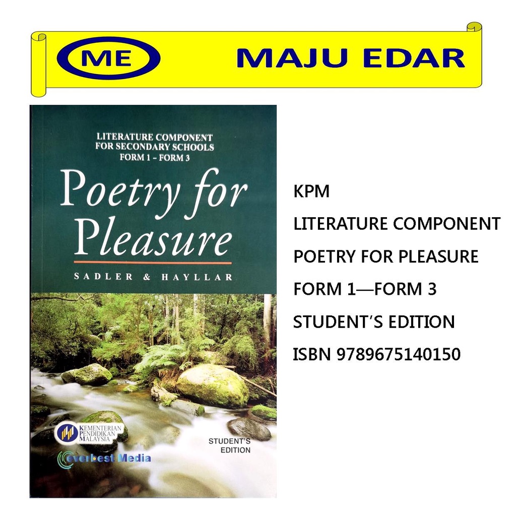 KPM LITERATURE TEXTBOOK POETRY FOR PLEASURE FORM 1 - FORM 3 | Shopee ...
