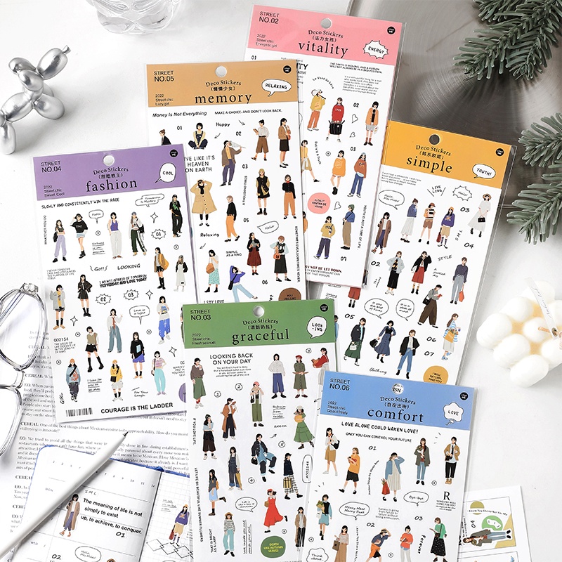 ENWEI Street Girl Series Ins Style Journal Stickers Scrapbooking ...