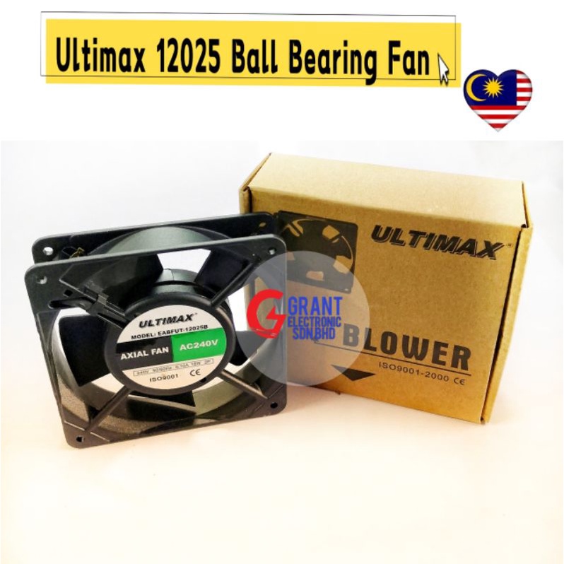 Ultimax AC 240v Axial blower Fan with ball bearing 120*120*25mm 12025 240vac | Shopee Malaysia