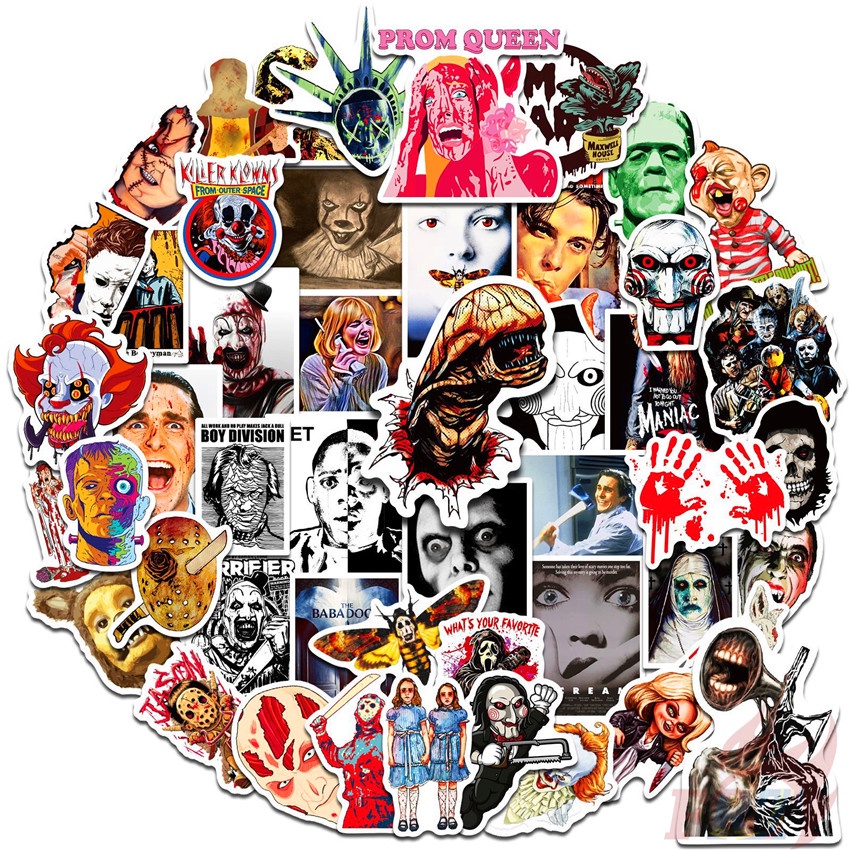 50Pcs/Set Classical Horror Film Series 01 Mixed Stickers Waterproof DIY ...