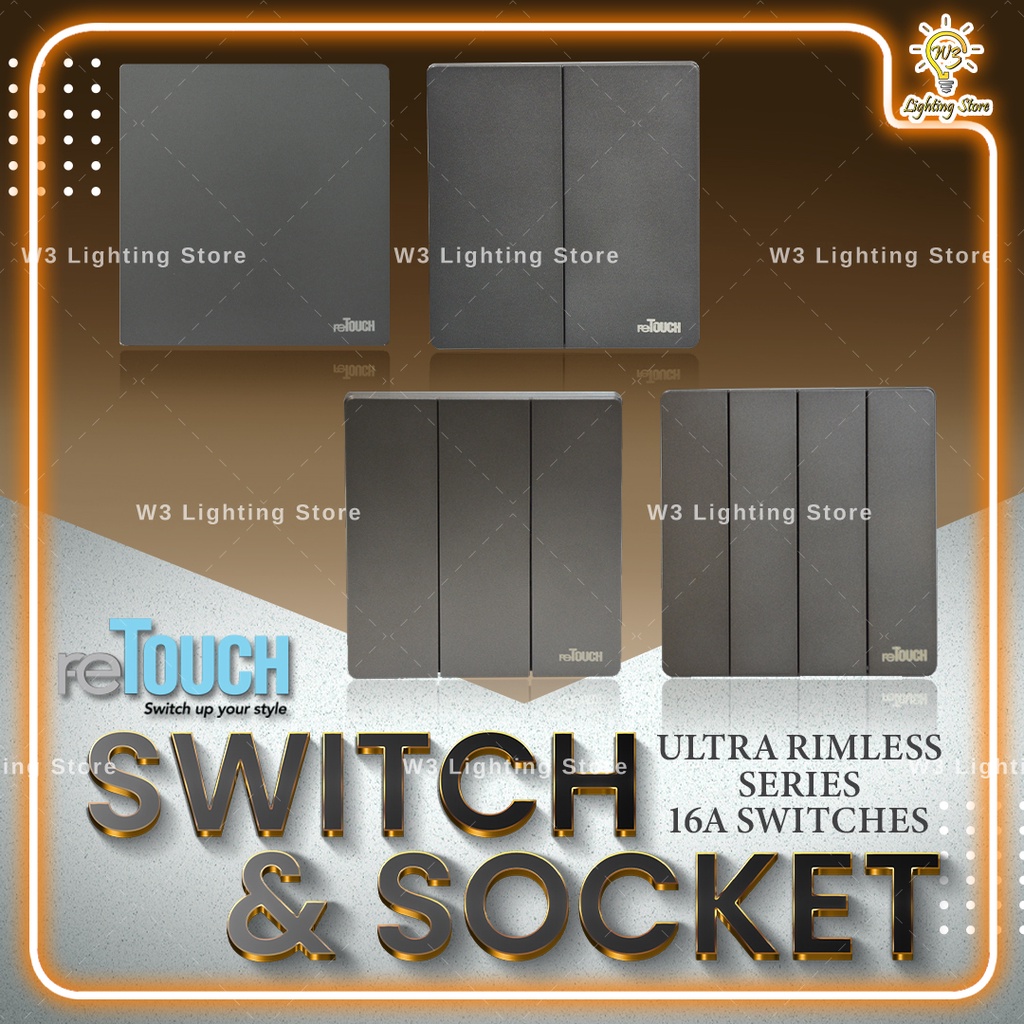 [Matte Grey] reTouch Ultra Rimless Series 16A Switches Switch & Socket ...