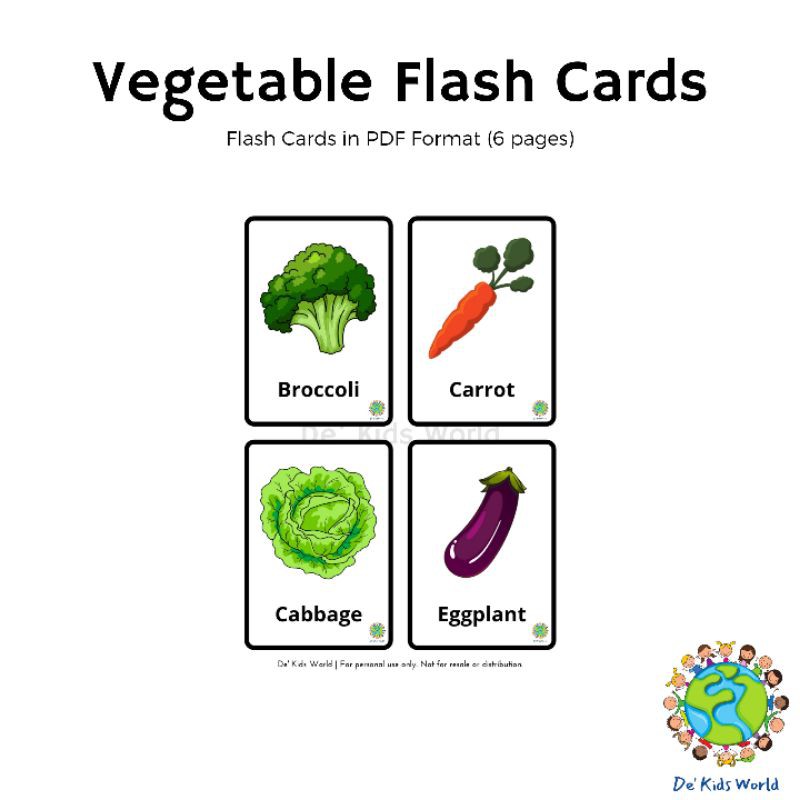 [PRINTABLE] Montessori Vegetables Flashcards for Toddler/Kindergarten ...