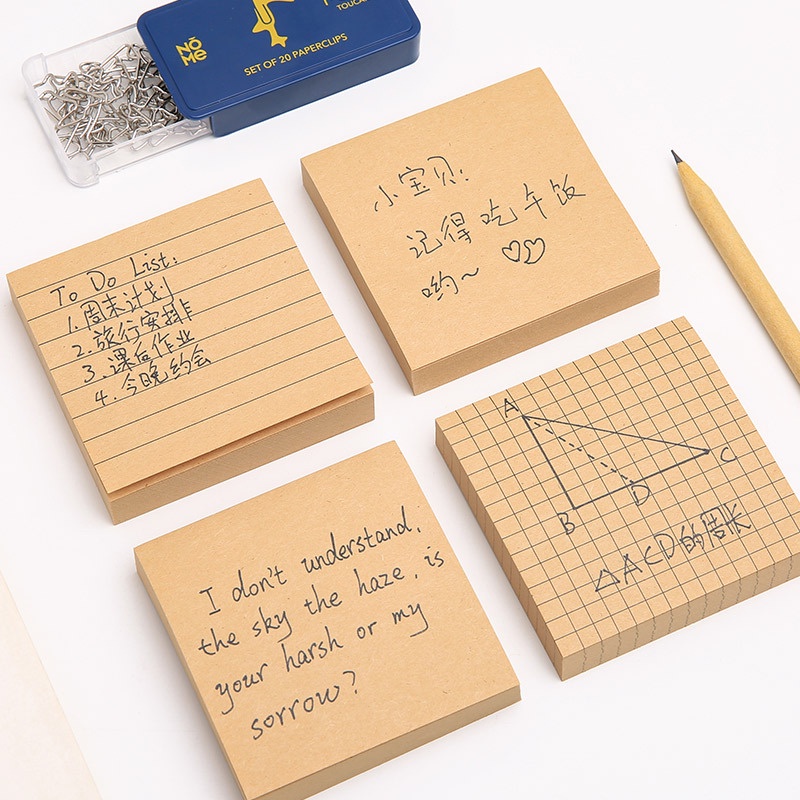 Simple Kraft Paper Sticky Notes Notepad Memo | Shopee Malaysia