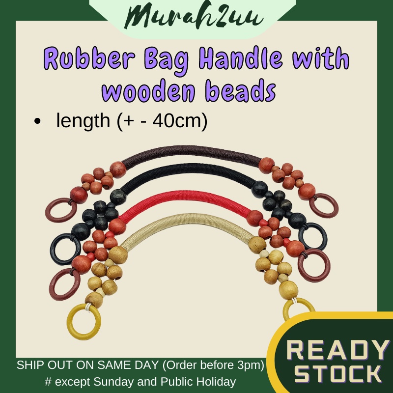 Bag Handle- Rubber Bag Handle with wooden beads (+ - 40cm) -Tali beg ...