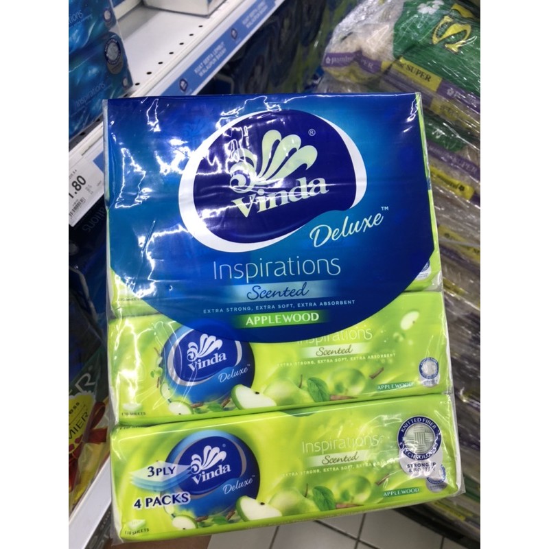 Vinda Deluxe Tisu 4 pax dalam satu plastik wangi bau epal | Shopee Malaysia