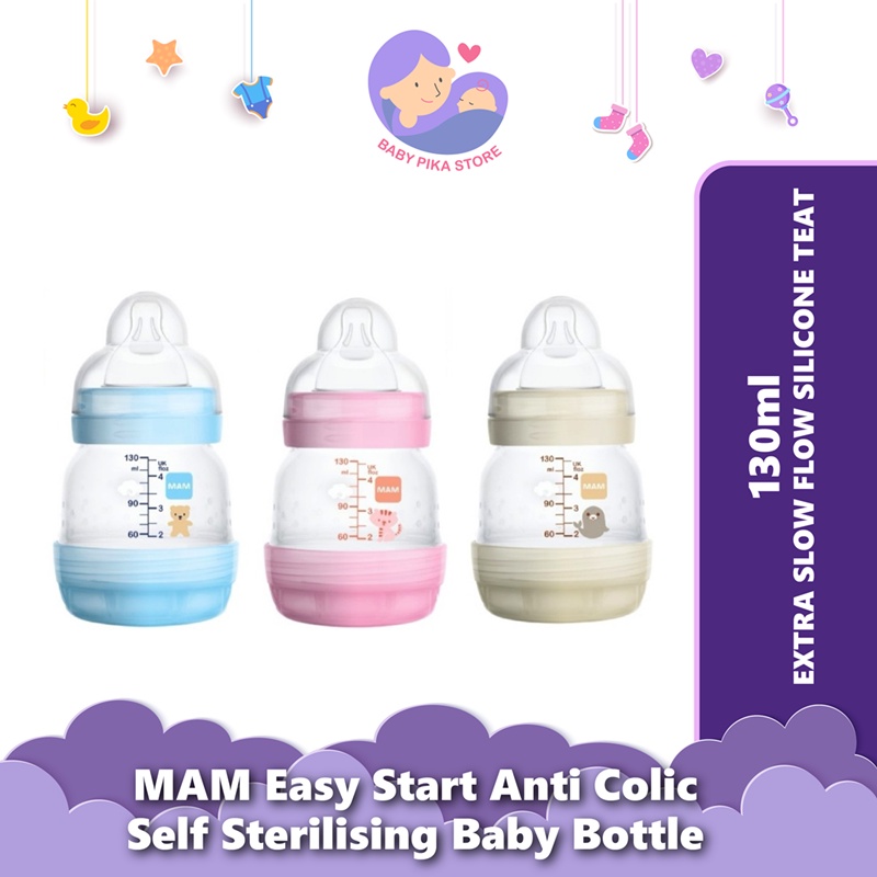 MODEL B213 MAM Easy Start Anti Colic Self Sterilising Baby Bottle with Extra Slow Flow Silicone ...