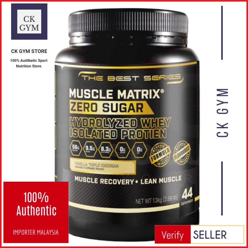 Muscle Matrix Gold Standard Zero Sugar Hydro Whey 2.86Lbs Vanilla ...