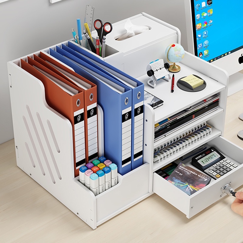 File storage box desktop file organizer document shelf office desktop ...
