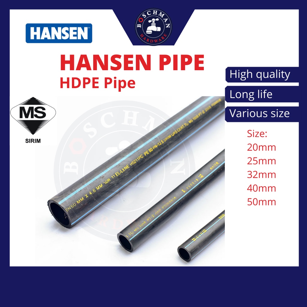 [Sell By Feet] Hansen Pipe HDPE Poly Pipe Poly Paip HDPE Air PVC Water ...