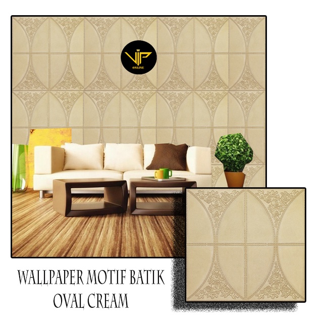 Vip Wallpaper Sticker Foam Motif Batik Oval Cream 3D Brick Premium ...