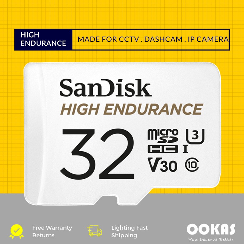 SanDisk High Endurance Micro SD Card for CCTV / IP Camera / Car Dashcam ...