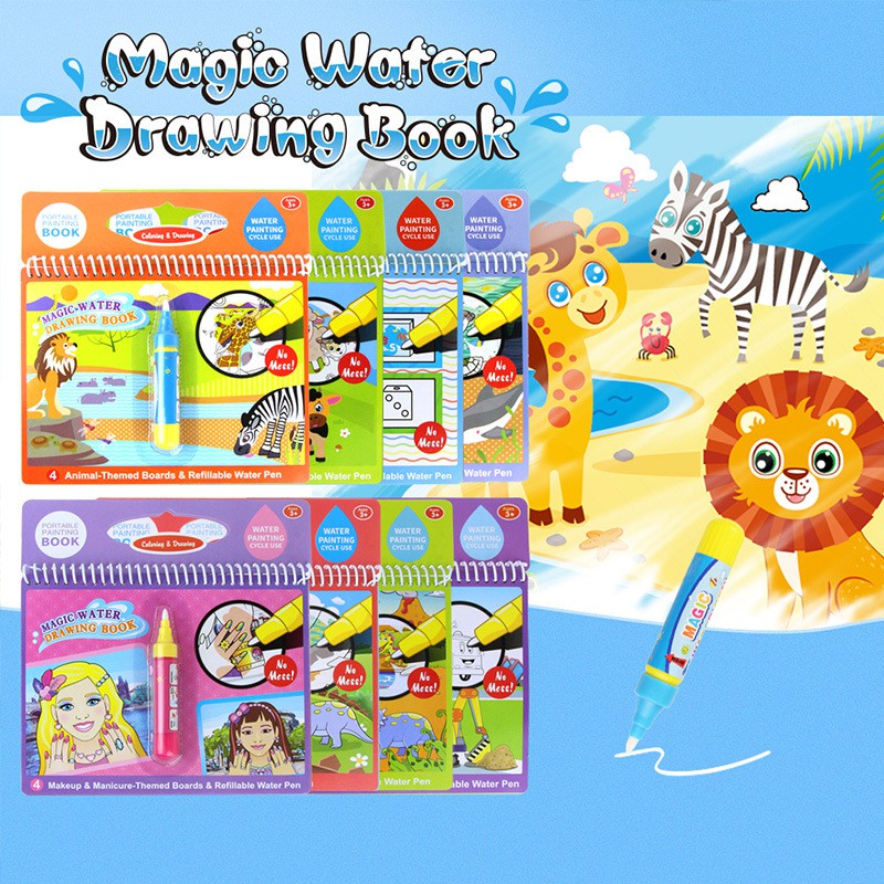 Water Reveal Writing Painting Book Magic Pen Coloring Book Kids Drawing ...
