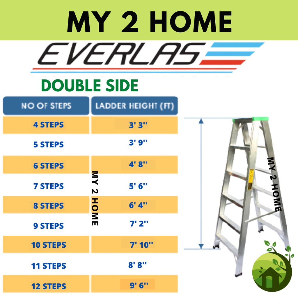 Aluminium 12 Steps Double Sided Ladder Tangga Lipat staircase STEP ...