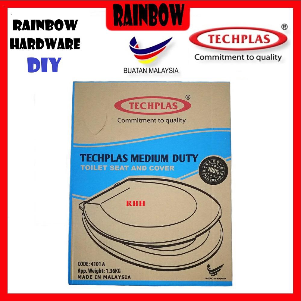 TECHPLAS MEDIUM DUTY TOILET SEAT & COVER WHITE (4101A) | Shopee Malaysia