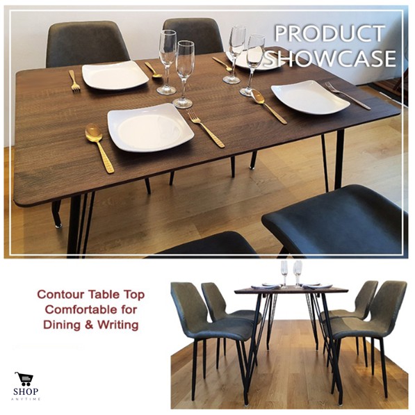 Dining Table With Walnut Wood & Powder Coated Steel Leg | 4 Seater ...
