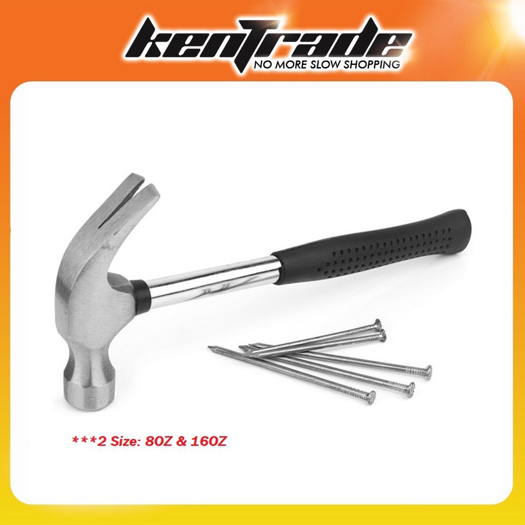 8OZ 16OZ Claw Hammer Carbon Steel Hammer Woodworking Tools | Shopee ...