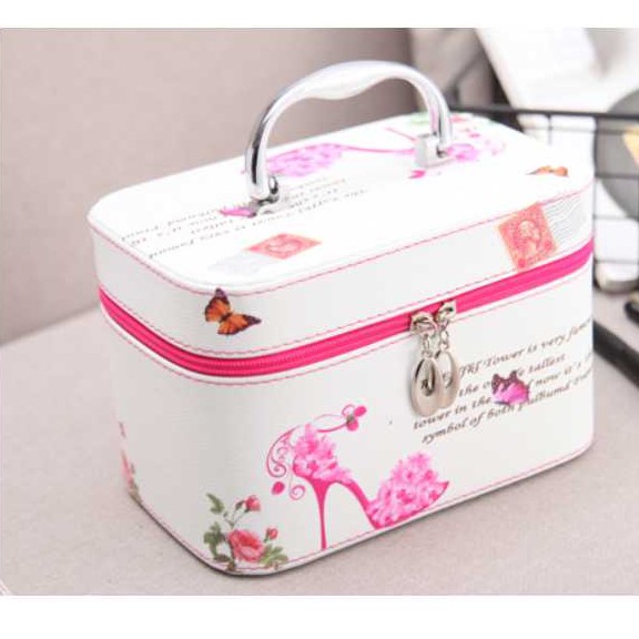 Cosmetic Makeup Box Case With Mirror Waterproof Material (Pink High ...