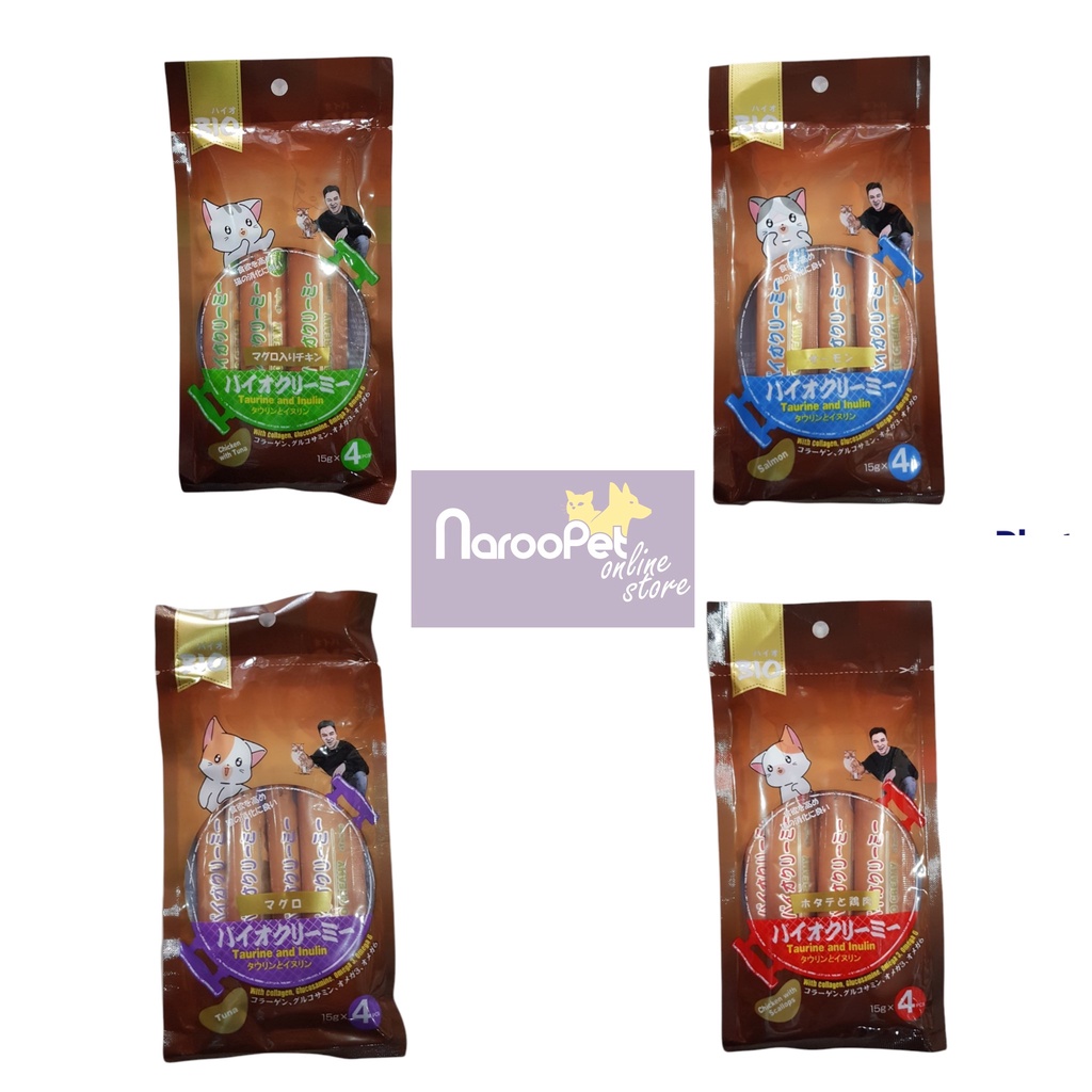 Bio Creamy Cat Snacks All Flavors 15g x 4pc | Shopee Malaysia