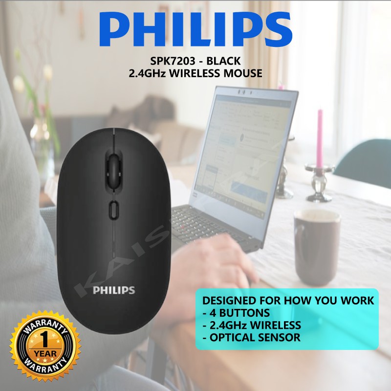 Philips Wireless Mouse M203 - SPK7203 BLACK / WHITE | Shopee Malaysia