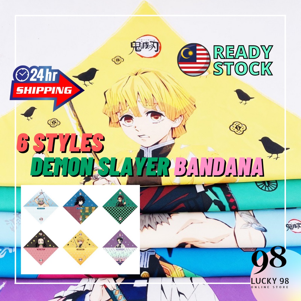 🔥🇲🇾 Ready Stock🔥 Anime Bandana Demon Slayer Bandana Square Scarf ...