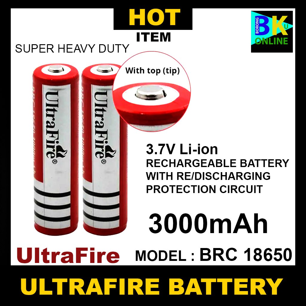 Ultra Fire battery 18650 3.7v battery li-ion 3000mAh (READY STOCK ...