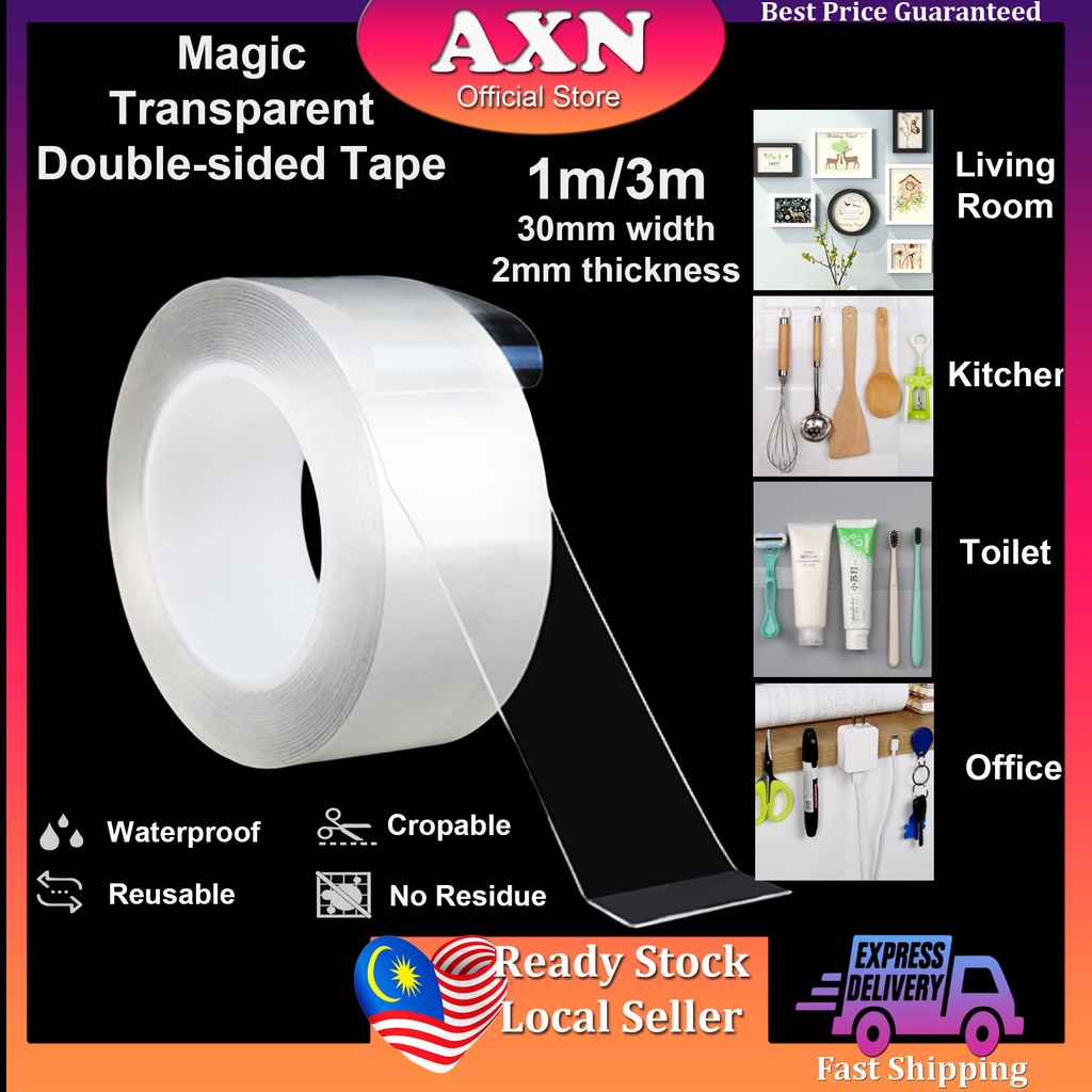 AXN Nano Acrylic Transparent Double Side Adhesive Tape 2mm Waterproof ...