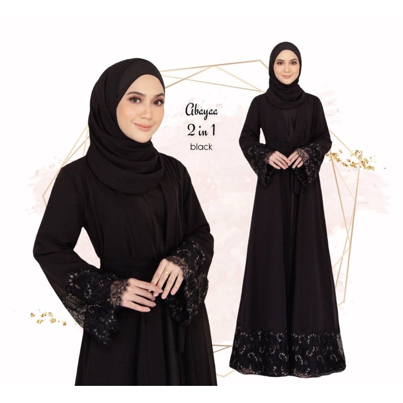 READY STOCK🚨 FAST SHIPPING 🚚 ‼️ ABAYA LACE VIRAL 2 in 1 JUBAH CANTIK ...