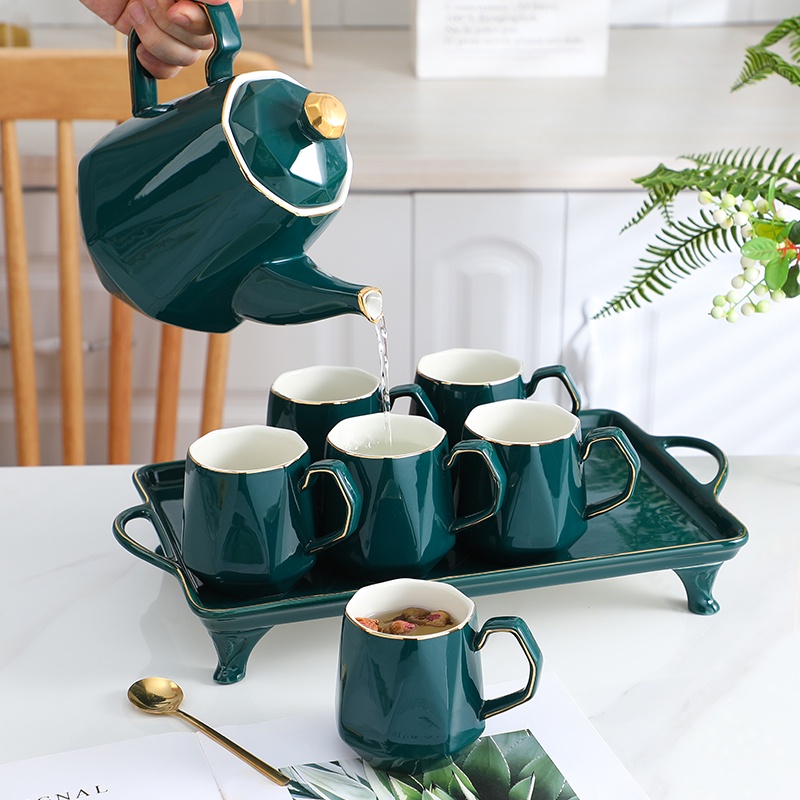 Nordic ceramic tea set with tray exclusive tea pot ceramic | Shopee ...