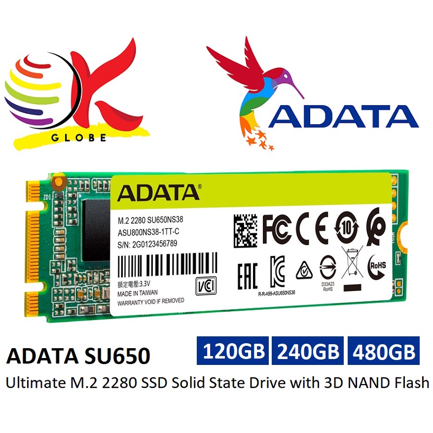 ADATA SU650 M.2 2280 INTERNAL SSD SOLID STATE DRIVE WITH 3D NAND FLASH ...