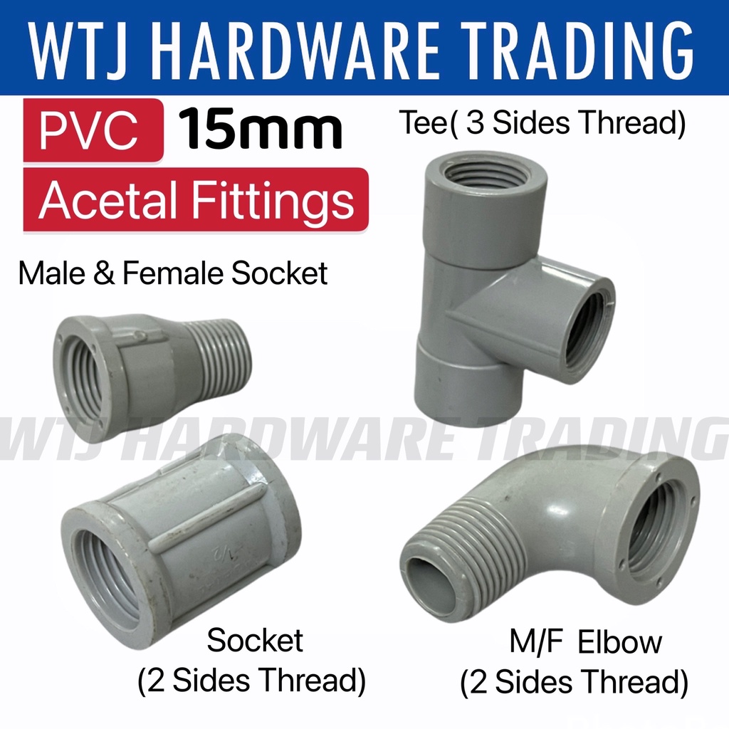 1Pc PVC ACETAL Fitting / MALE FEMALE SOCKET/ M/F ELBOW/ ACETAL TEE ...