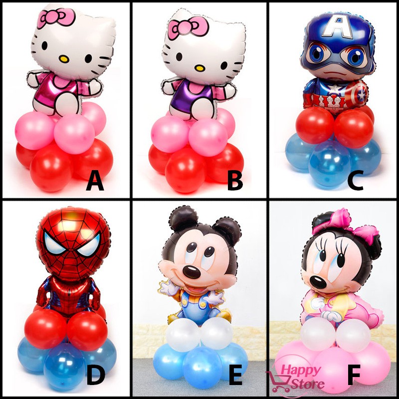 Cartoon Hello Kitty Captain America Spider Man Mickey Minnie Balloon ...