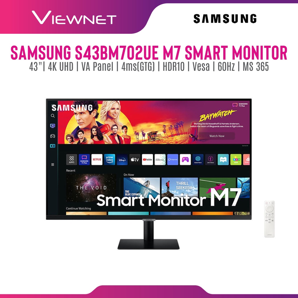 Samsung S43BM702UE Flat 43" M7 Smart Monitor (LS43BM702UEXXS)(VA, 4K ...