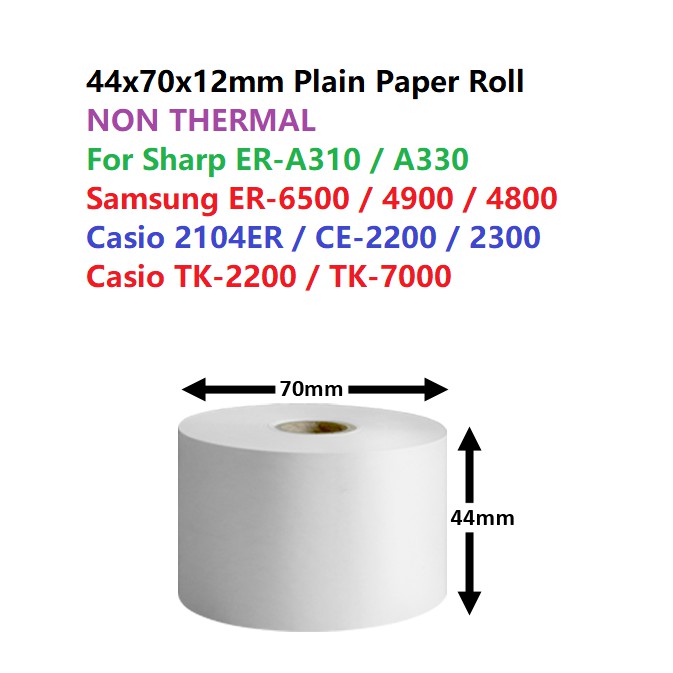 (10 ROLLS) PAPER ROLL High white 44MM X 70MM X 12MM 44 x 70 x 12 SHARP ...