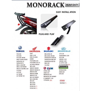 YAMAHA LC135 V8 /V9 MONORACK HEAVY DUTY 60 [LC135 V8] /V1-V7 | Shopee ...
