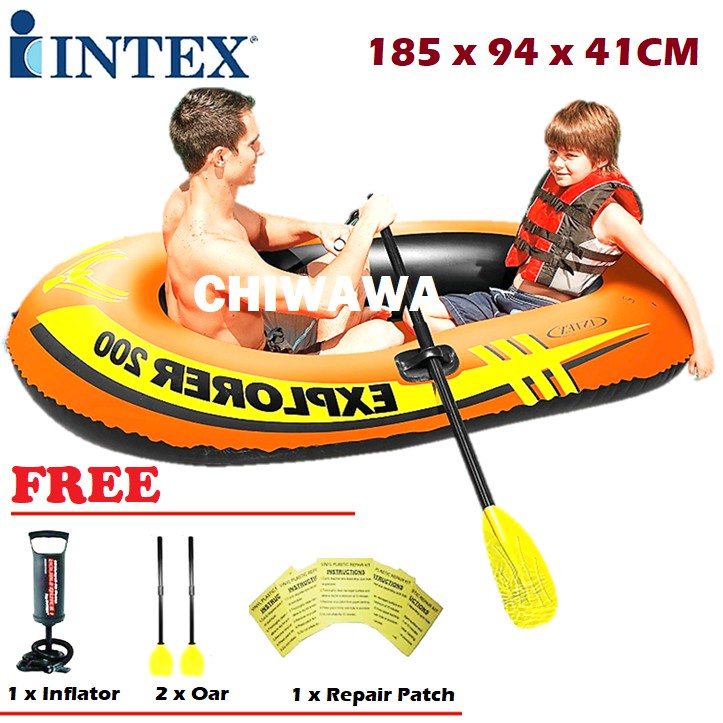 PROMOTION 58331 INTEX Explorer 200 Inflatable 2 - 3 Person Swimming Fishing Boat Canoeing ...