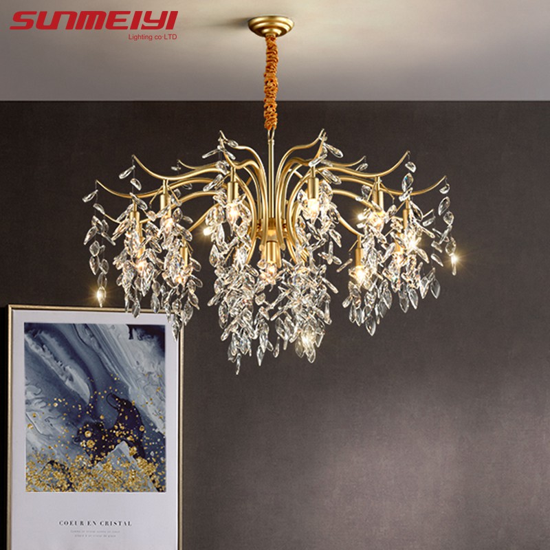 SUNMEIYI Nordic LED Crystal Chandeliers Gold Chandelier Luxury Lighting ...